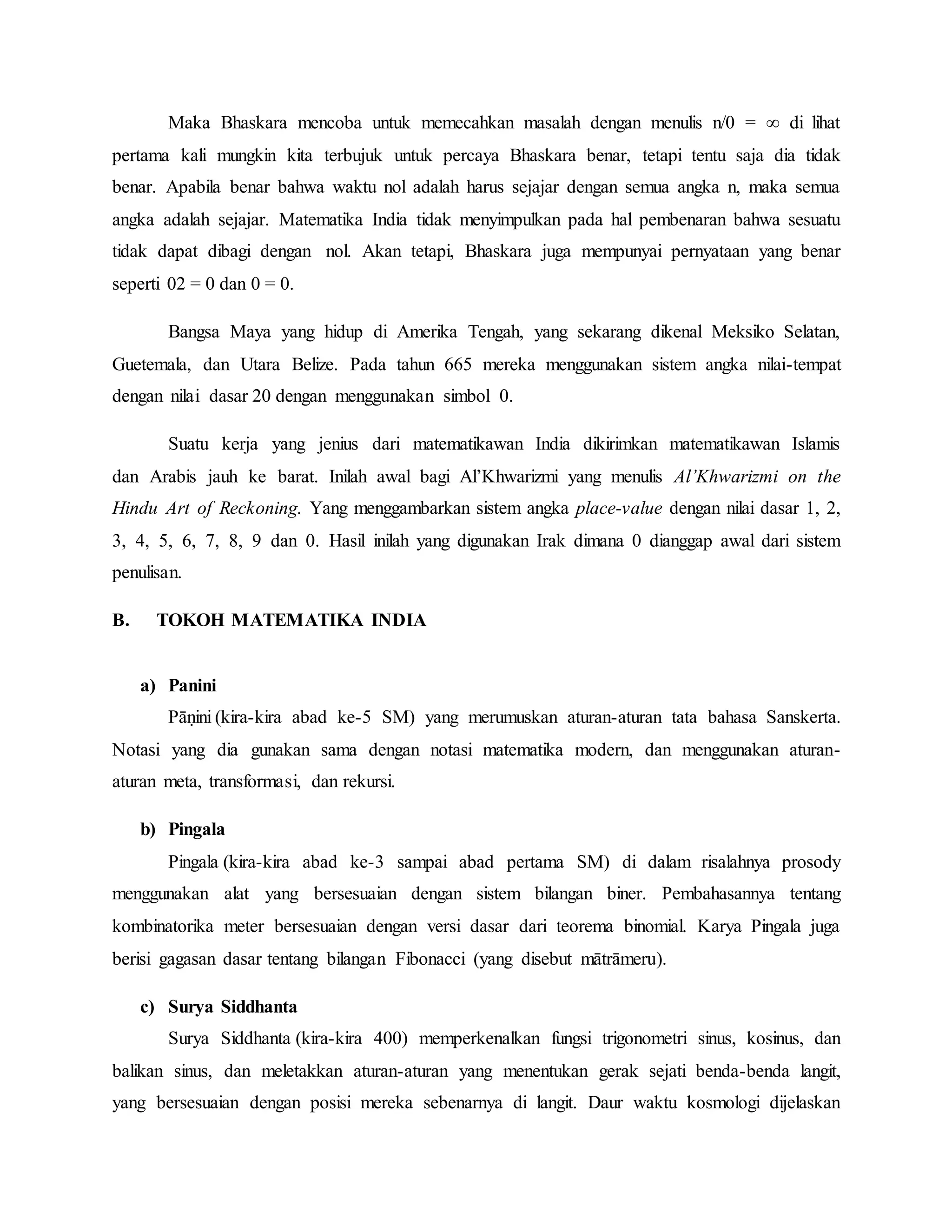 Sejarah Matematika Hindu | DOCX