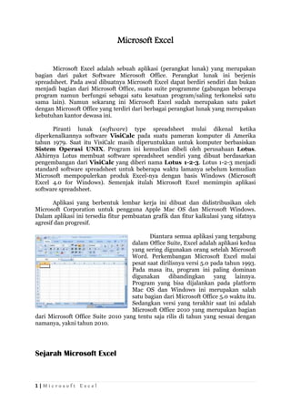 Sejarah microsoft excel | DOCX