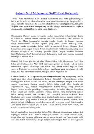 Sejarah Nabi Muhammad SAW hijrah ke yatsrib | DOCX