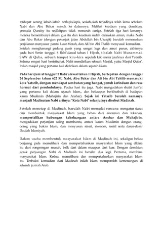 Sejarah Nabi Muhammad SAW hijrah ke yatsrib | DOCX