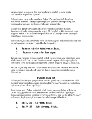 Sejarah pasukan askar wataniah malaysia | DOCX