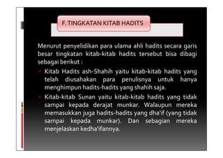 Sejarah pembinaan dan penghimpunan hadits by Bapak Noor Fuady | PDF
