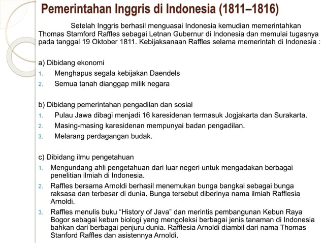 Sejarah pemerintahan hindia belanda setelah voc bubar | PPTX