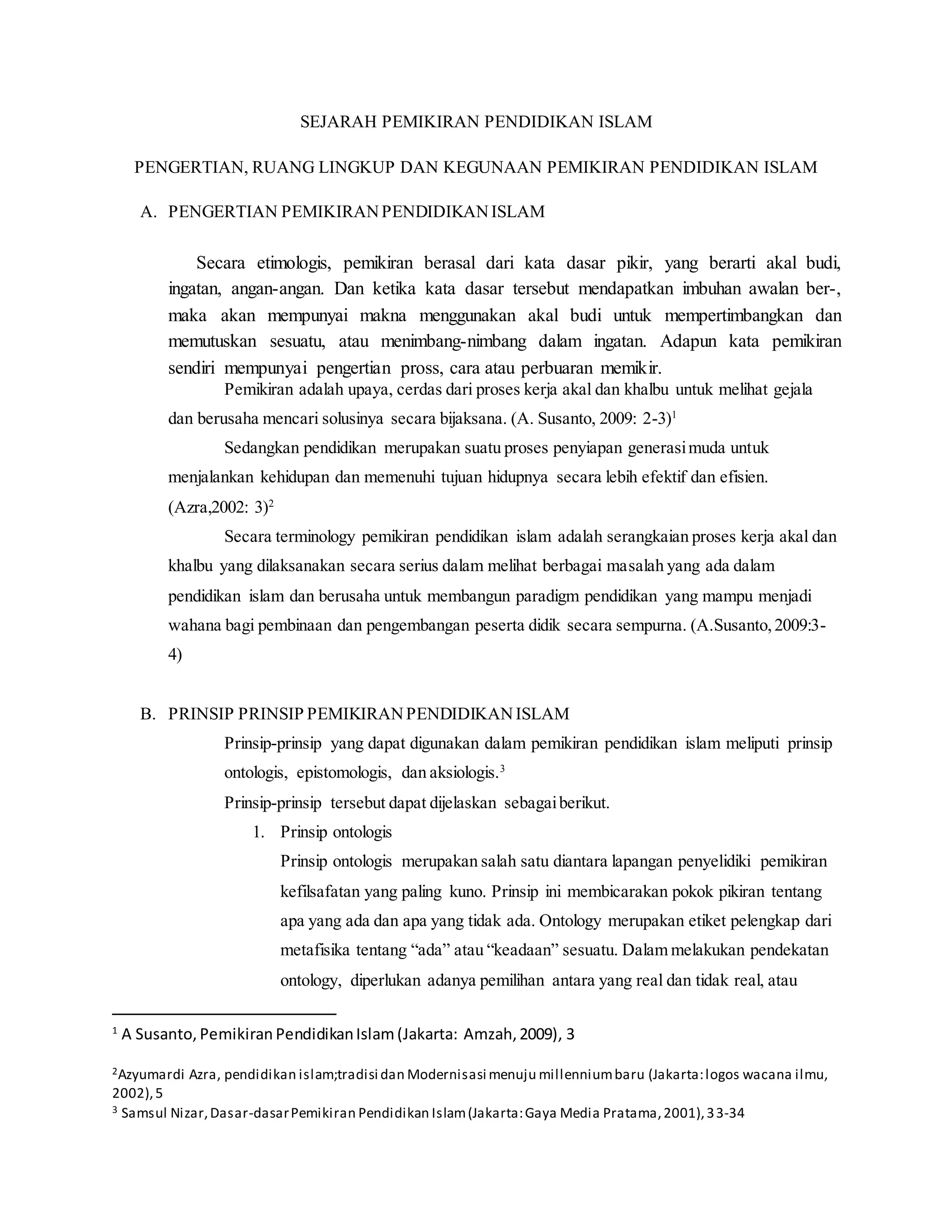 Sejarah pemikiran pendidikan islam | DOCX