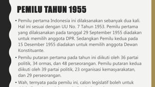 Sejarah Pemilu Indonesia | PPTX