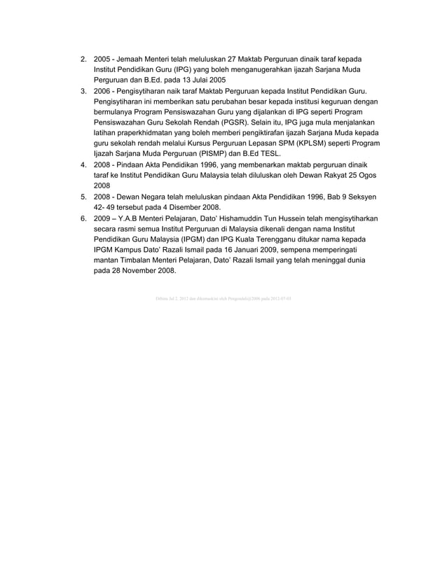 Sejarah Pendidikan Guru | PDF