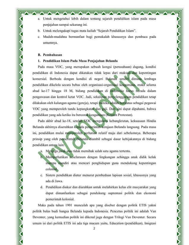Sejarah pendidikan islam pada masa penjajahan sampai sekarang | PDF