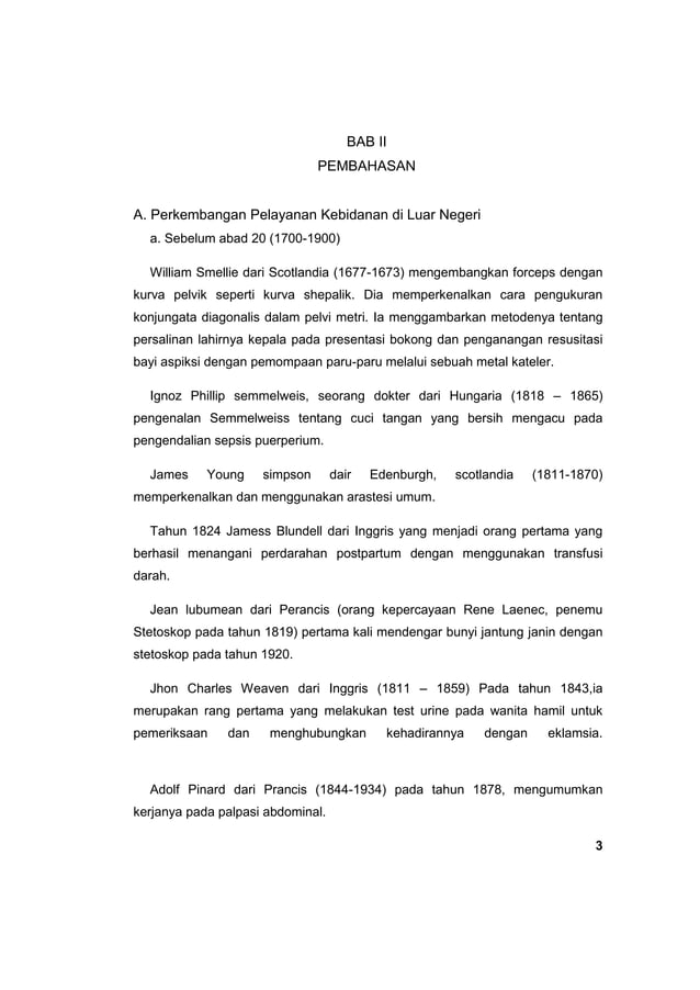 Sejarah pendidikan kebidanan dan profesi bidan di luar negeri | DOCX