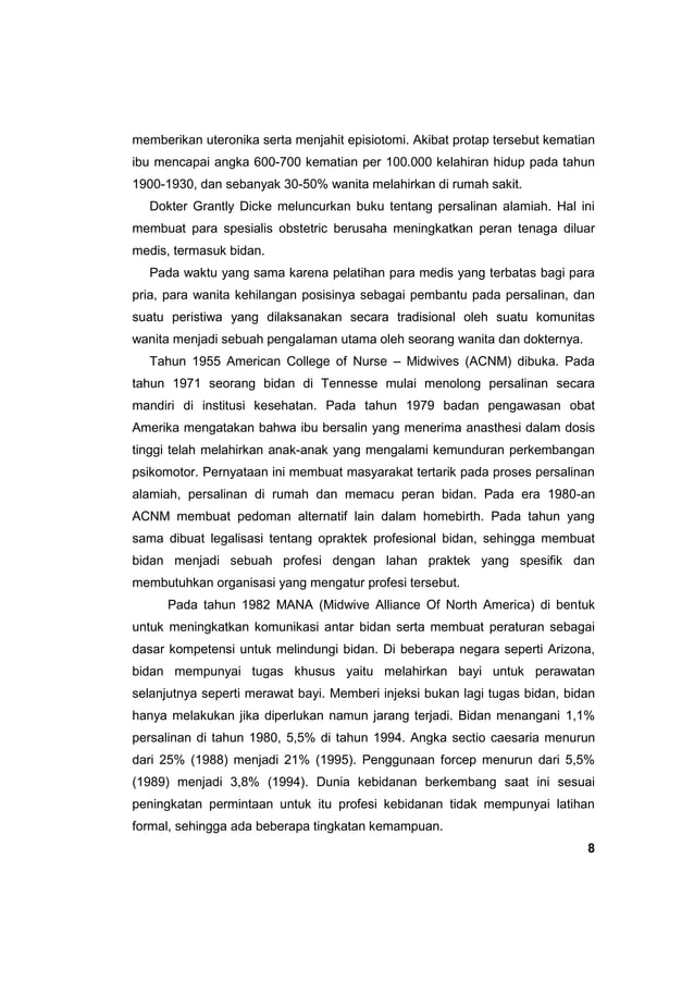 Sejarah pendidikan kebidanan dan profesi bidan di luar negeri | DOCX