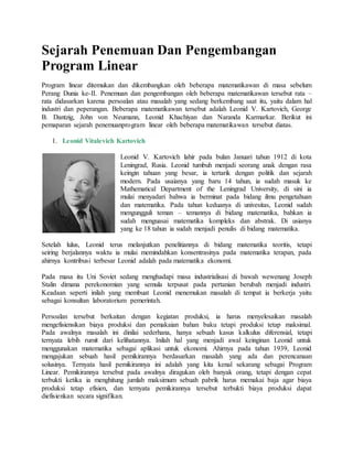 Sejarah penemuan dan pengembangan program | DOCX