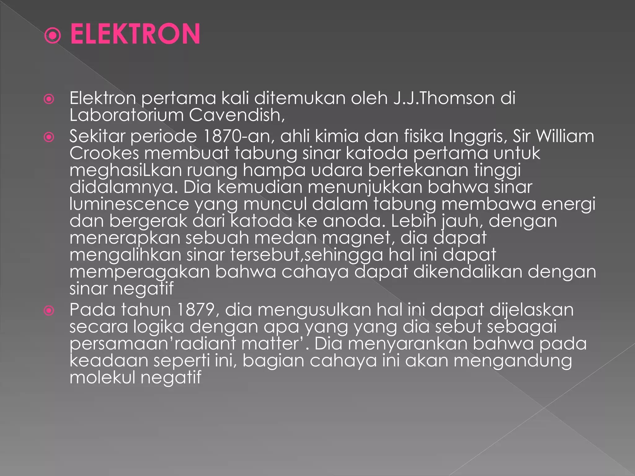 Sejarah penemuan elektron | PPTX