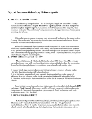 Sejarah penemuan gelombang elektromagnetik | DOCX