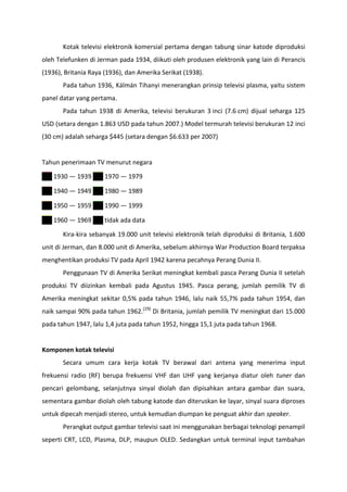 Sejarah penemuan televisi di dunia | DOCX