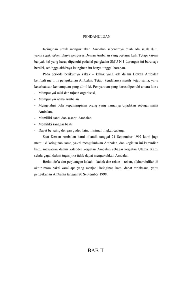 Sejarah pengukuhan ambalan | DOC