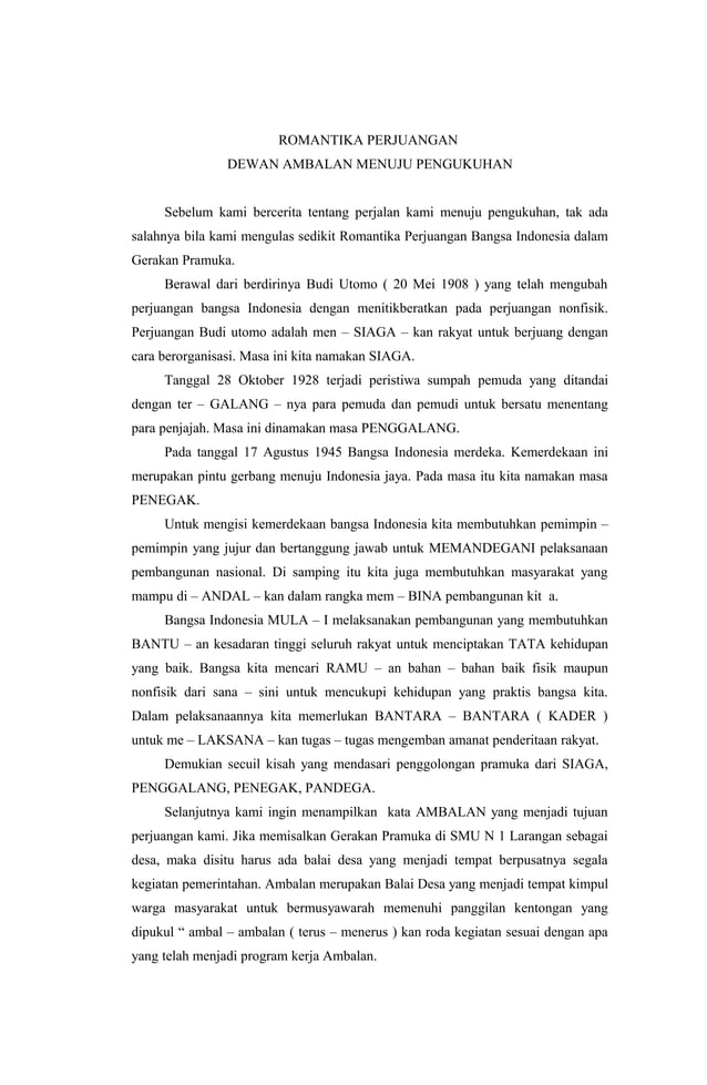 Sejarah pengukuhan ambalan | DOC