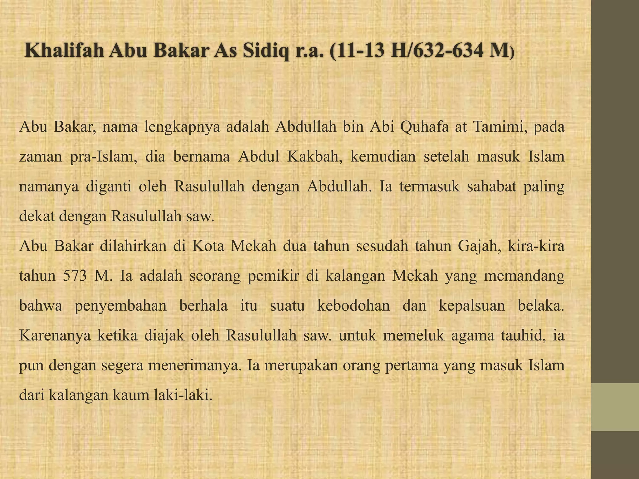 Sejarah Peradaban Islam Abu Bakar Ash Shiddiq | PPTX