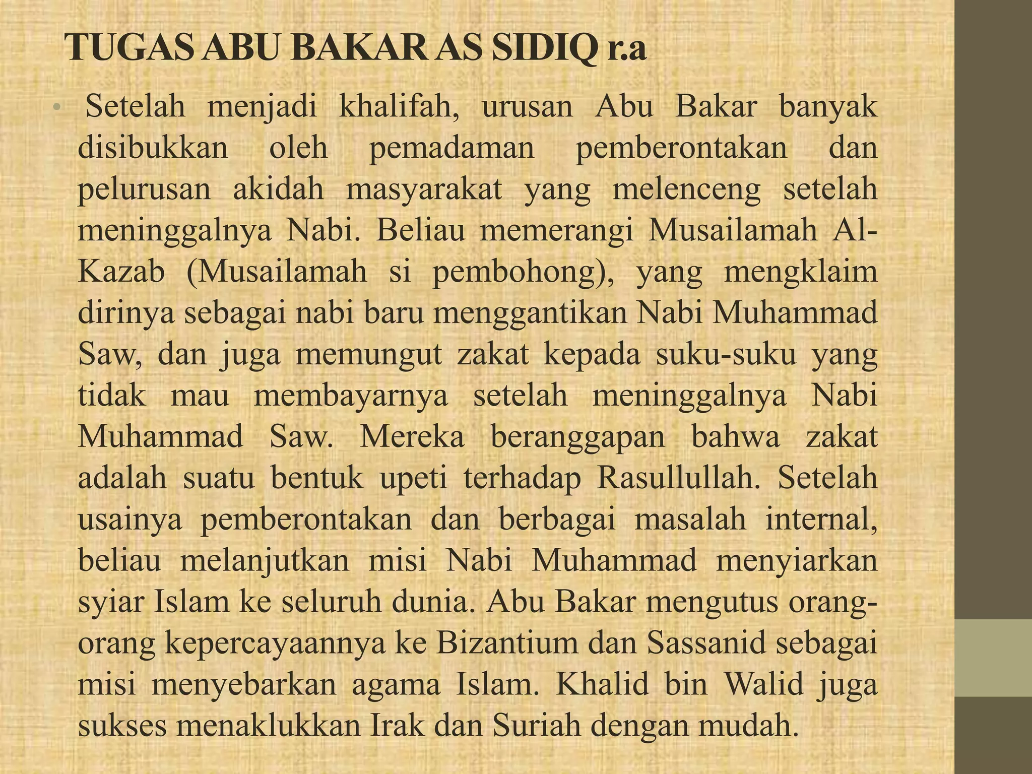 Sejarah Peradaban Islam Abu Bakar Ash Shiddiq | PPTX