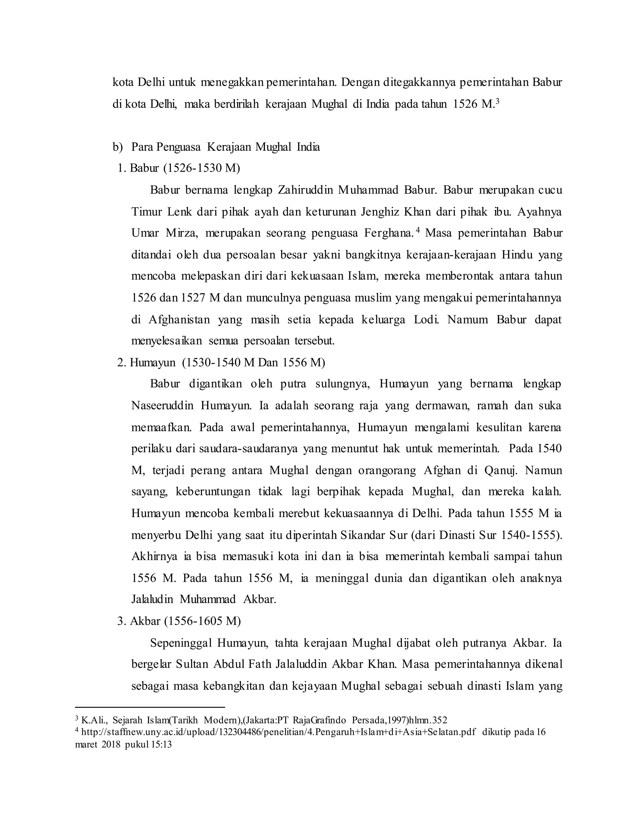 Sejarah peradaban islam, mughaal sampai banglandesh | DOCX