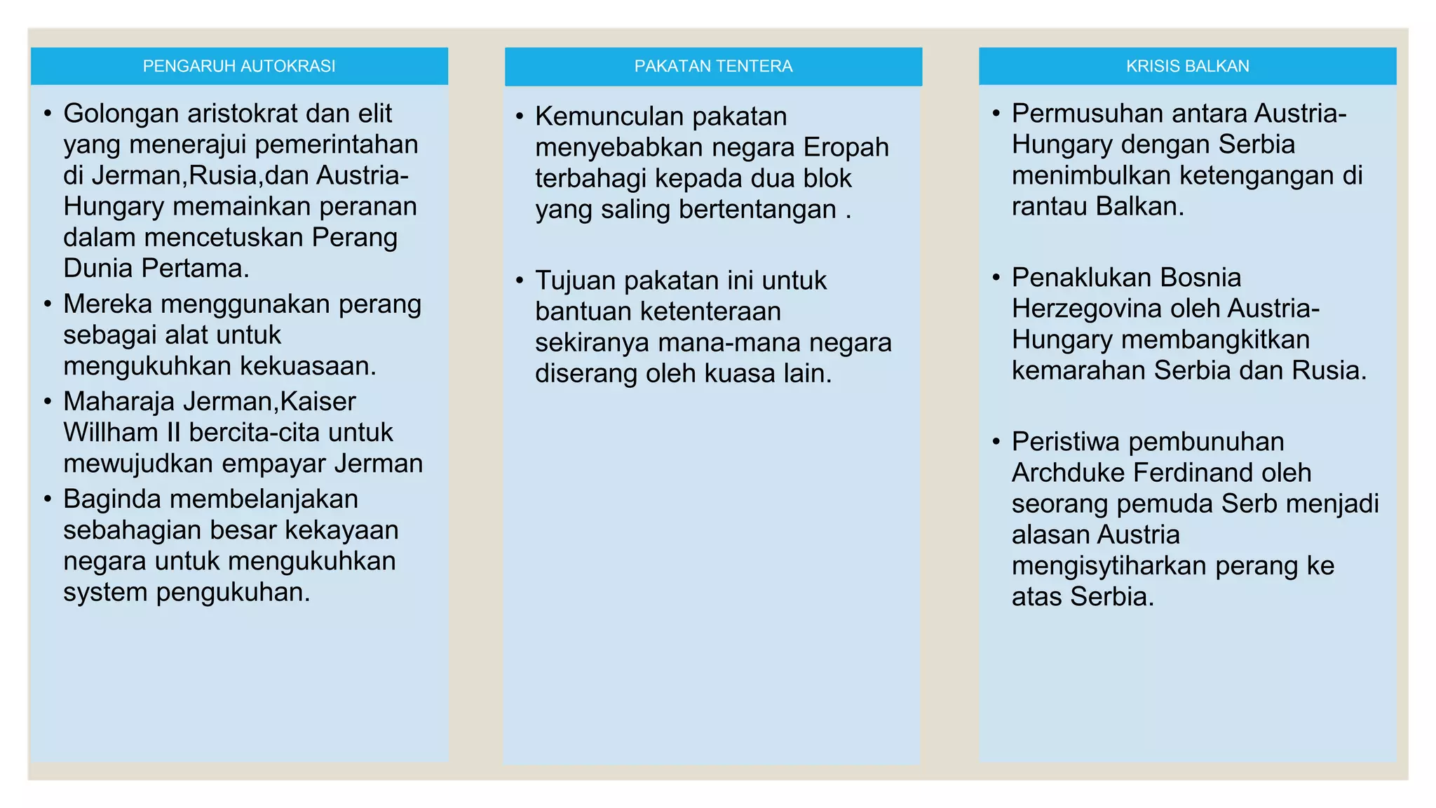 STPM SEM 1 SEJARAH TEMA 4 PERANG DUNIA PERTAMA(1914-1918) | PPTX