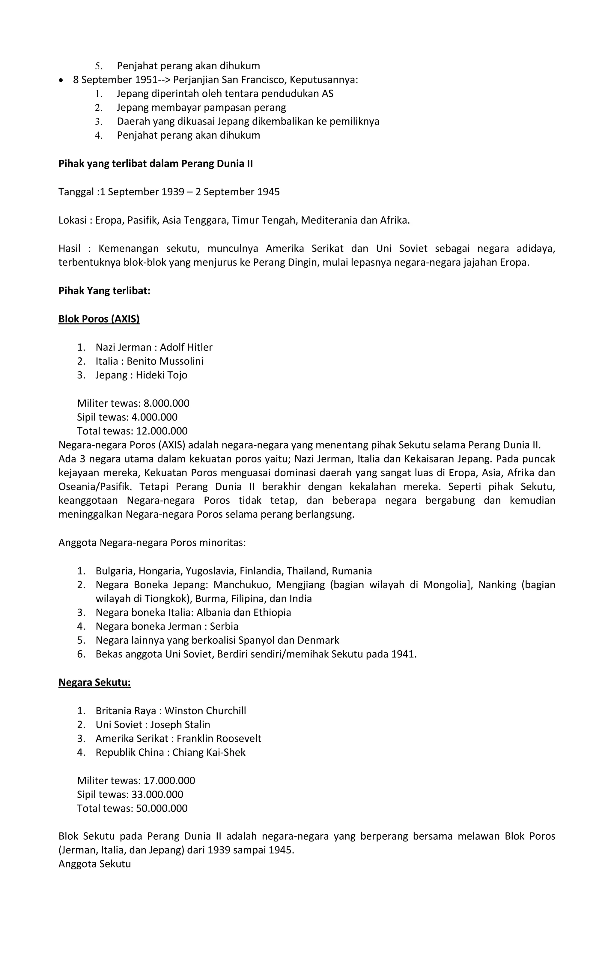 Sejarah perang dunia ii | DOCX