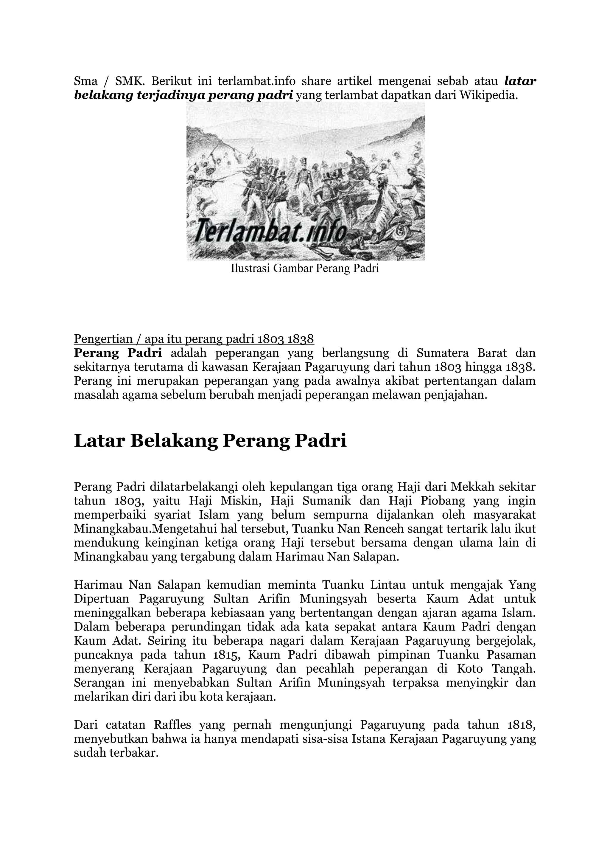 Sejarah perang padri | DOCX
