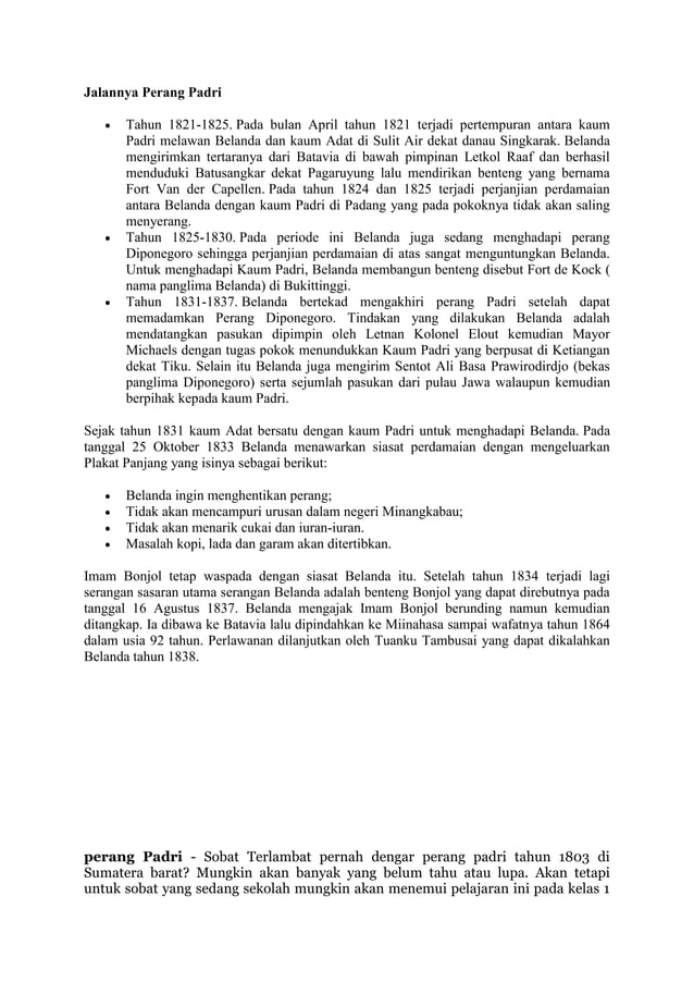 Sejarah perang padri | PDF