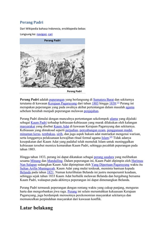 Sejarah perang padri | PDF