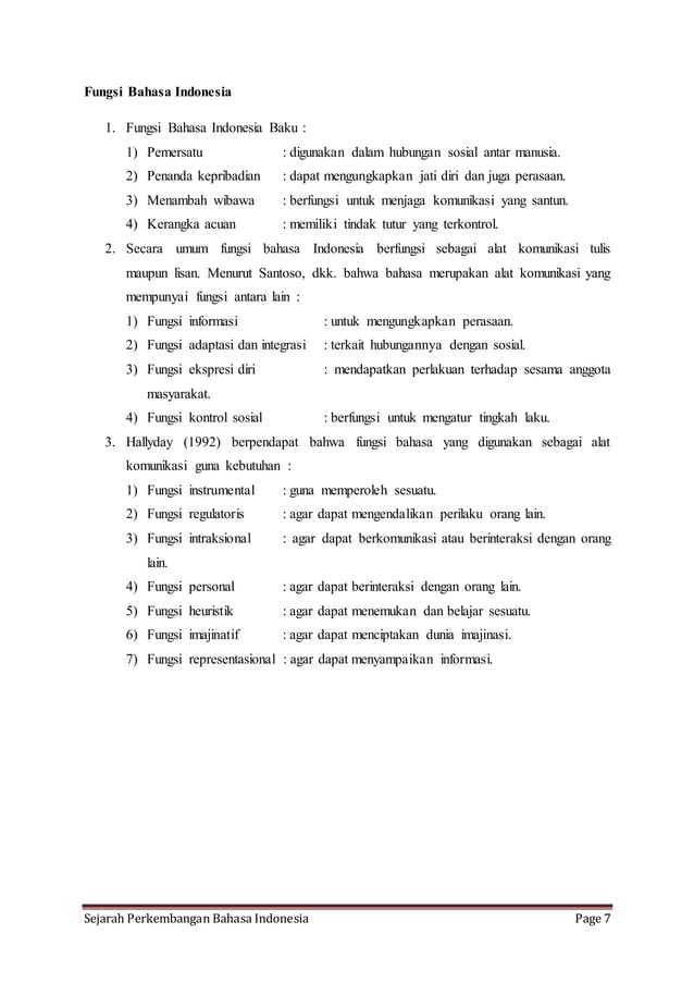 Sejarah perkembangan bahasa indonesia | DOCX