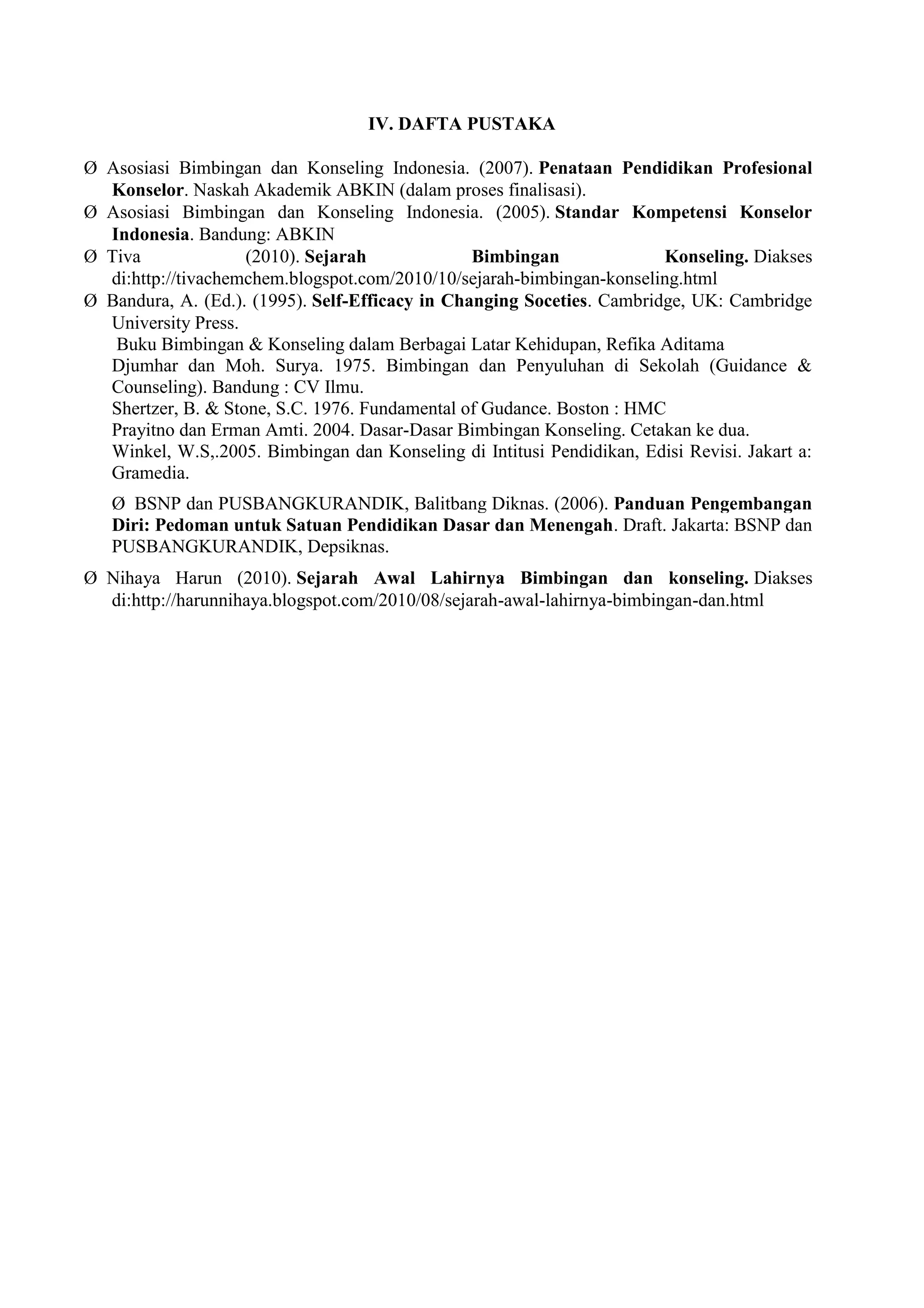 Sejarah perkembangan bimbingan dan konseling di indonesia dan di amerika | PDF