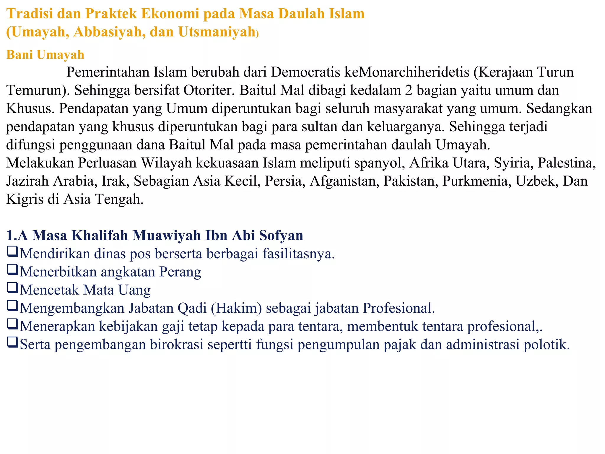 Sejarah perkembangan ekonomi islam zaman rosullulah | PPT