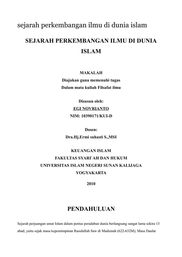 Sejarah perkembangan ilmu di dunia islam | PDF