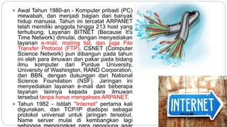 Sejarah perkembangan internet versi doc 93 | PPTX