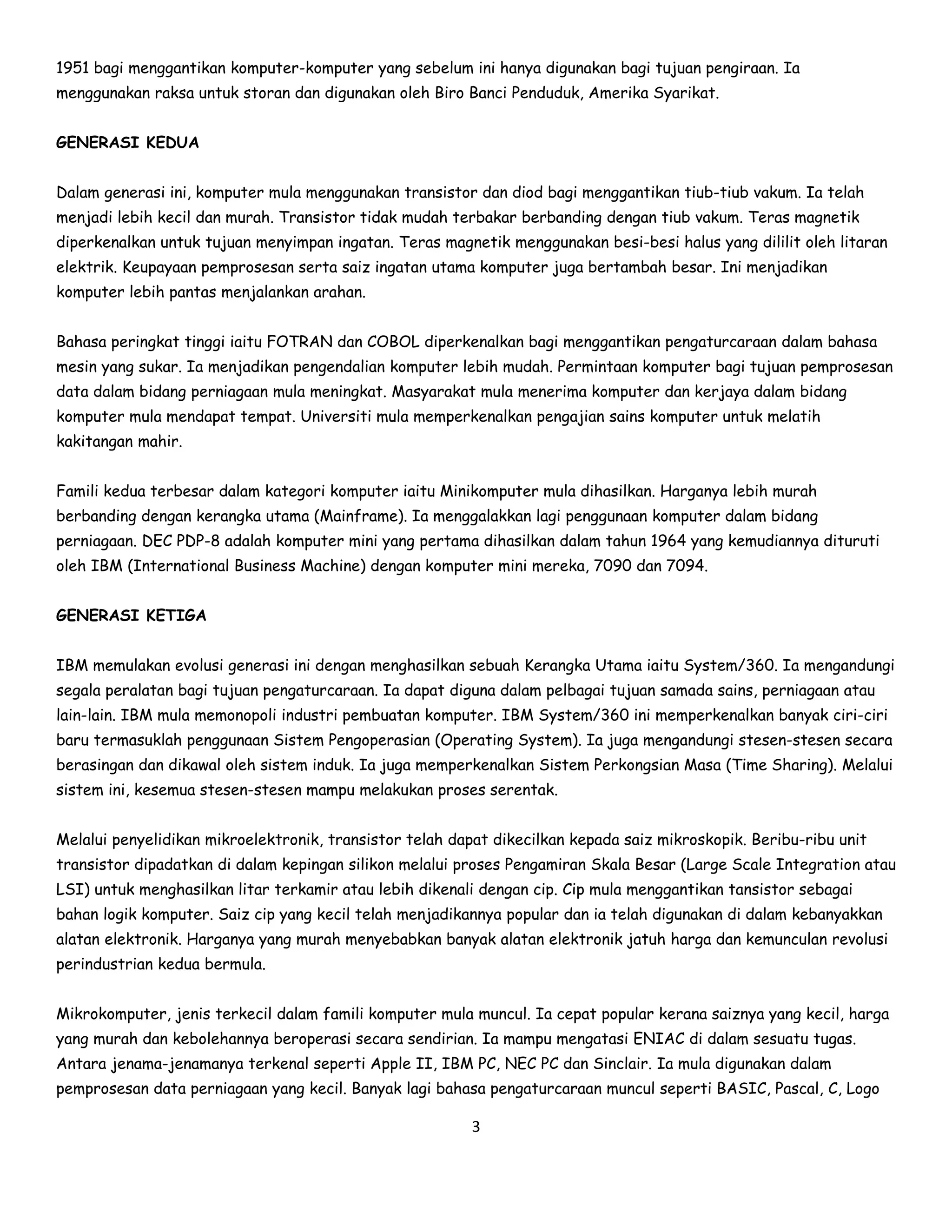 Sejarah perkembangan komputer | DOC