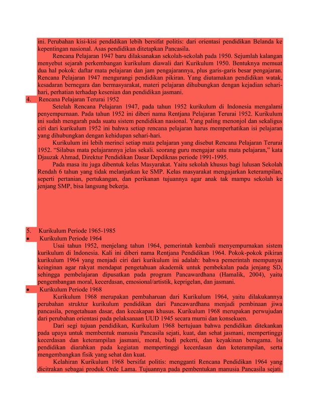 Sejarah perkembangan kurikulum pendidikan di indonesia | PDF