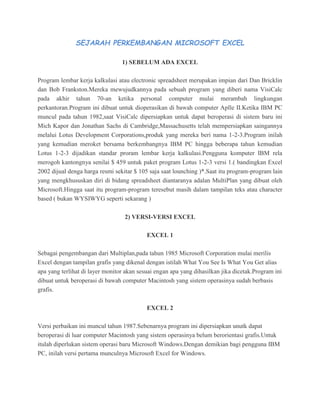 Sejarah perkembangan microsoft excel | DOCX