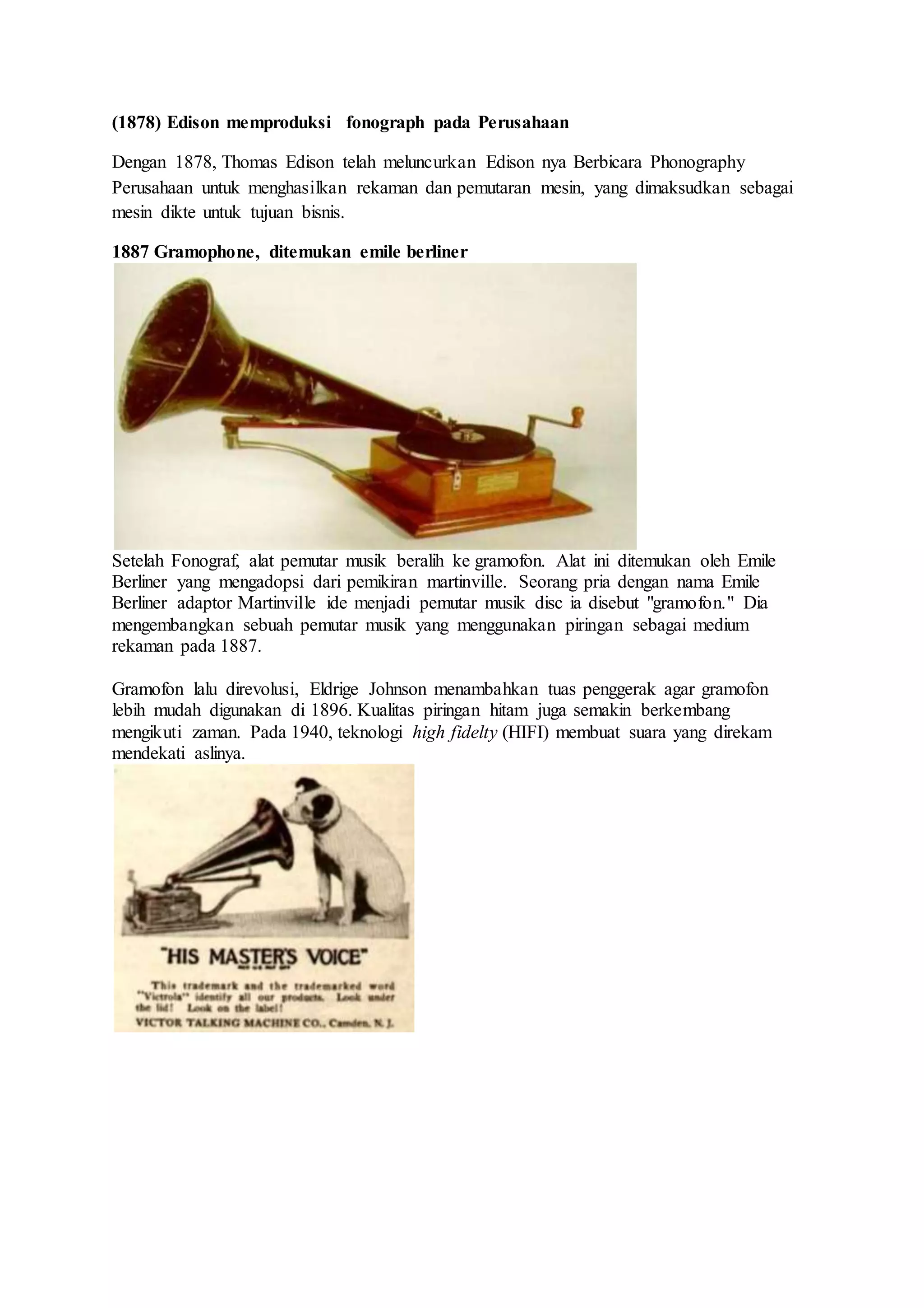 Sejarah perkembangan pemutar musik | DOCX