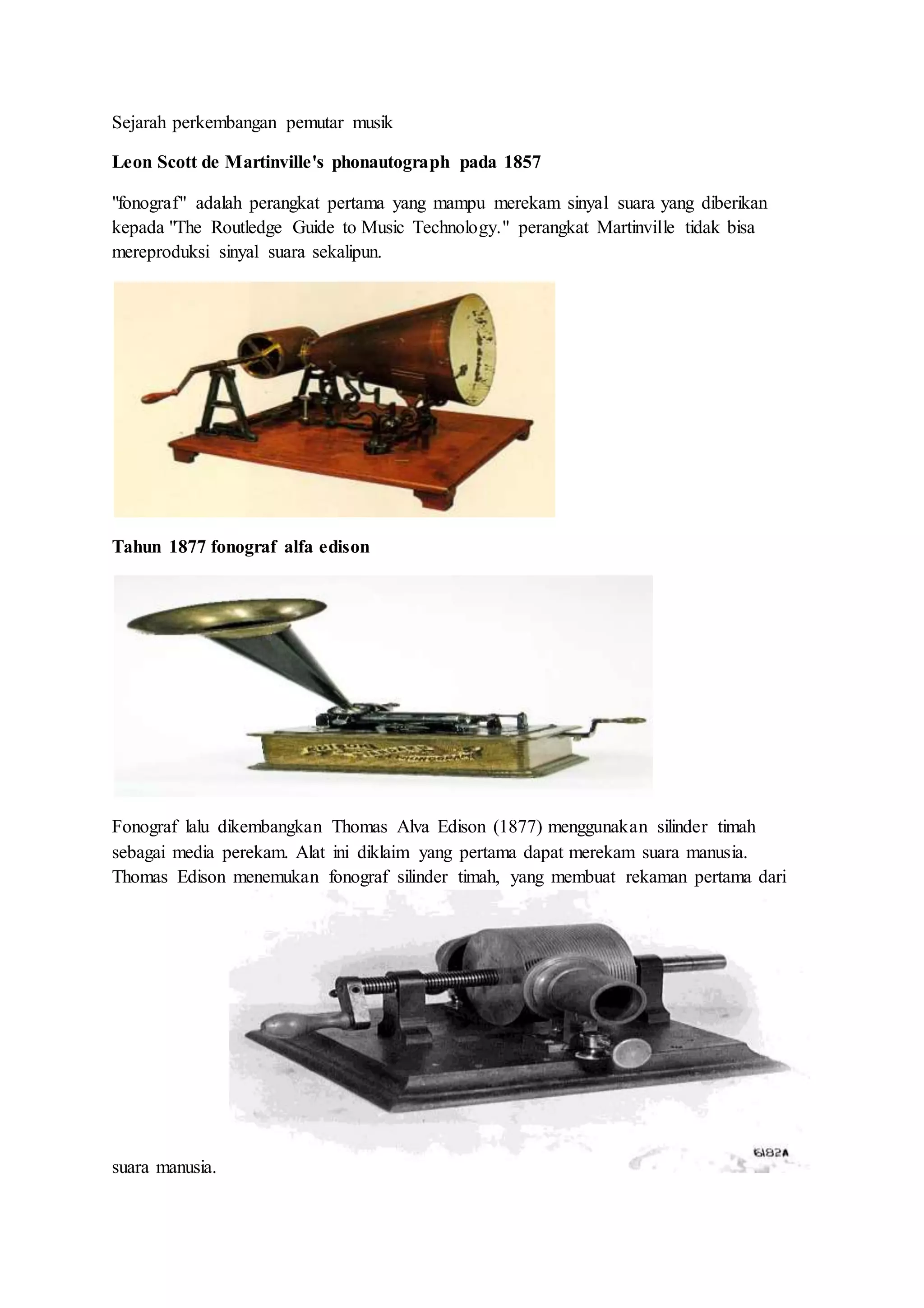 Sejarah perkembangan pemutar musik | PDF