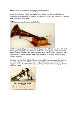 Sejarah perkembangan pemutar musik | DOCX