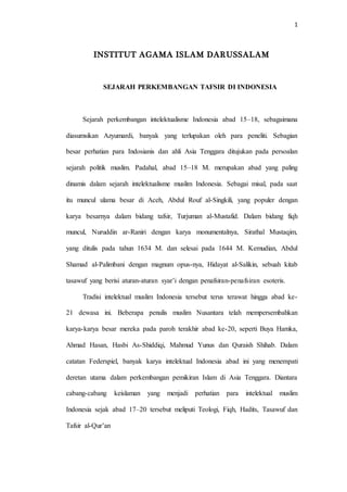 Sejarah perkembangan tafsir di indonesia | DOCX
