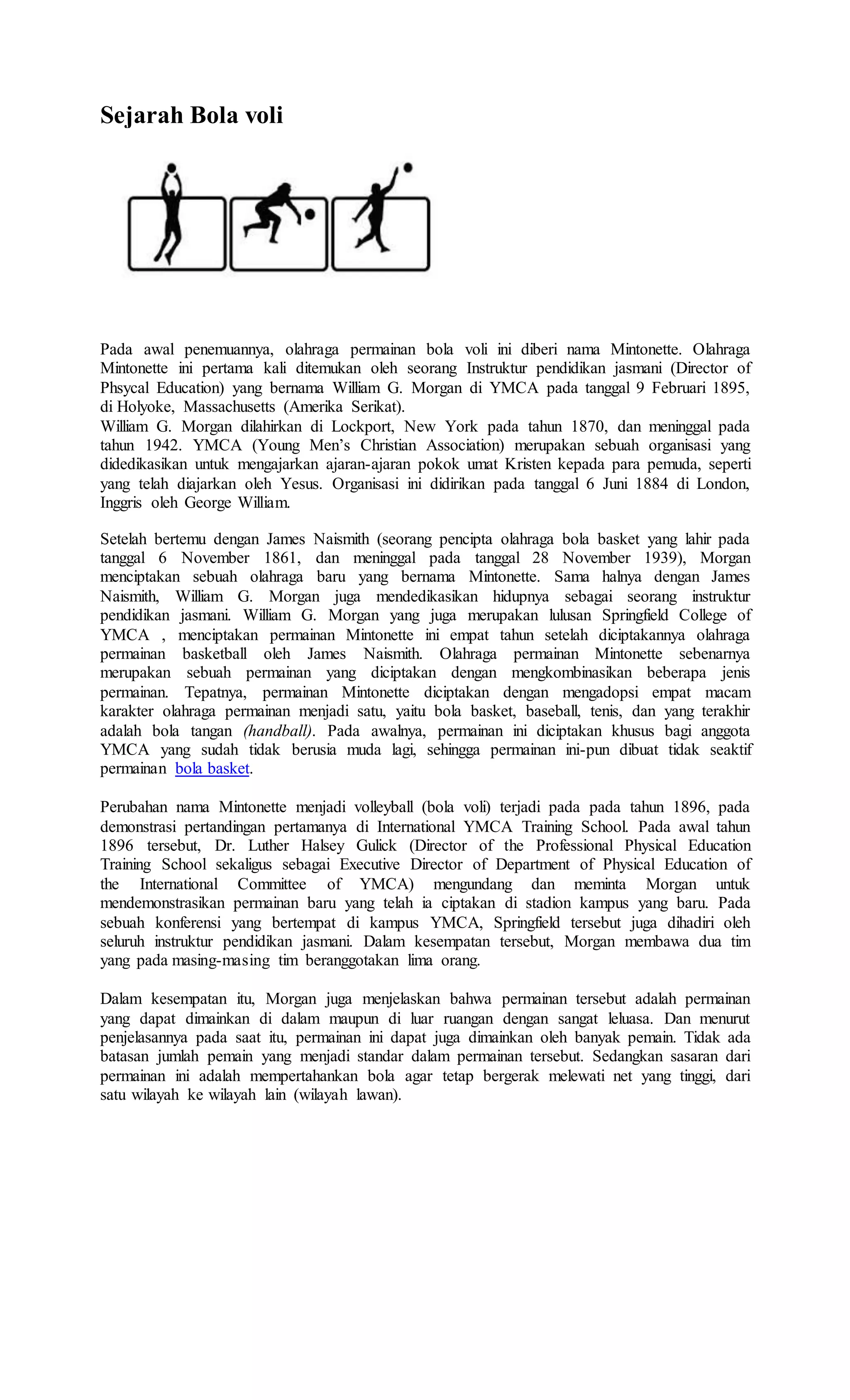 Sejarah permainan bola voli | DOCX