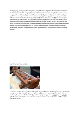 asal usul permainan congkak - Felicity Glover