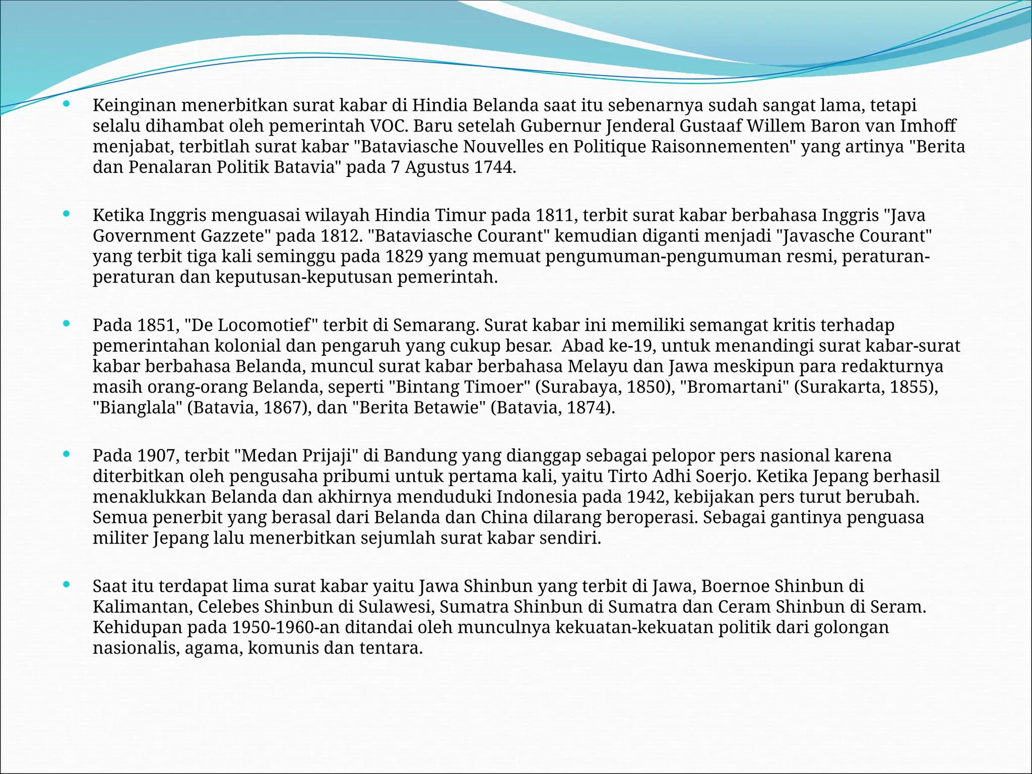 Sejarah Per di Indonesia sejak masa Kolonial sampai kontemporer | PPT