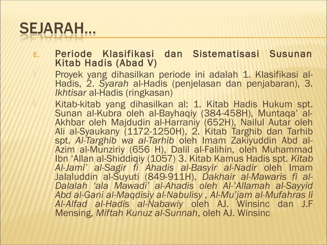 Sejarah pertumbuhan al hadis | PPT