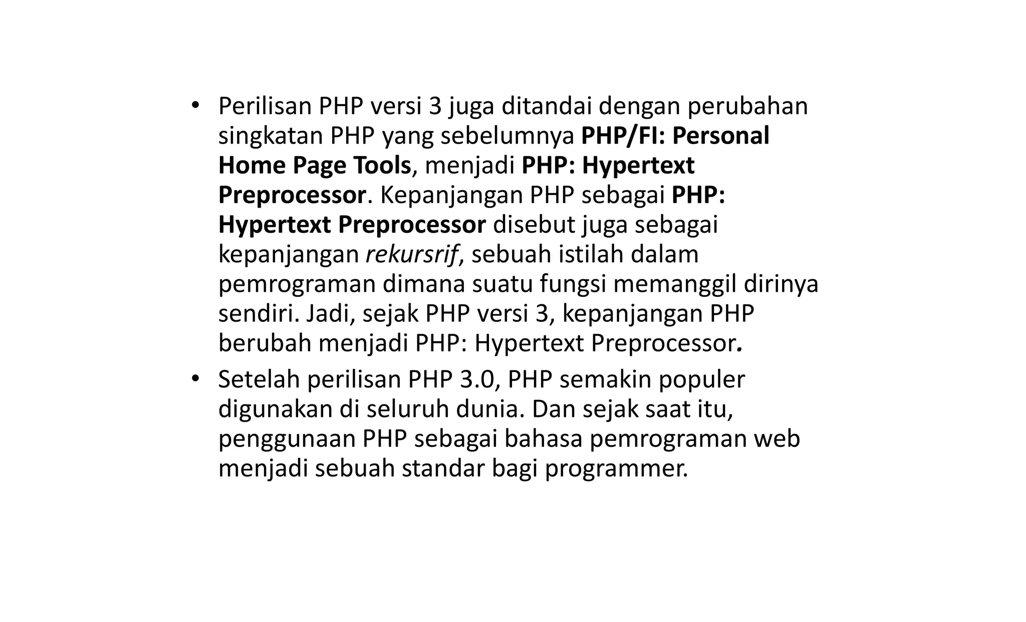 Sejarah PHP dan perkembanganya dalam pemrograman WEB | PDF