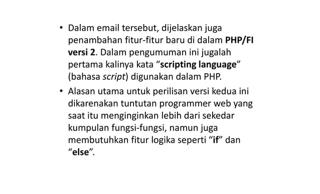 Sejarah PHP dan perkembanganya dalam pemrograman WEB | PDF
