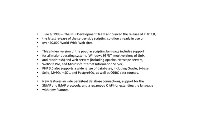 Sejarah PHP dan perkembanganya dalam pemrograman WEB | PDF