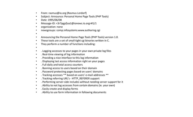 Sejarah PHP dan perkembanganya dalam pemrograman WEB | PDF