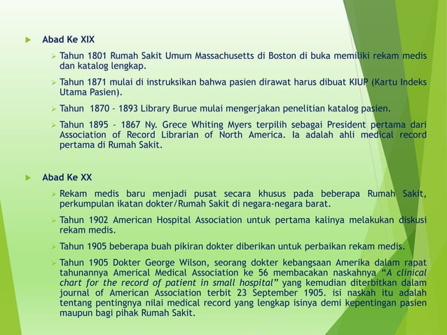 Sejarah Rekam Medis, Perkembangan, Isi, Manfaat, dan Penyimpanannya PPT ...