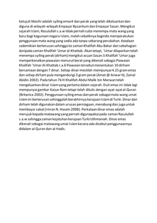 Sejarah ringkas dinar emas | DOCX