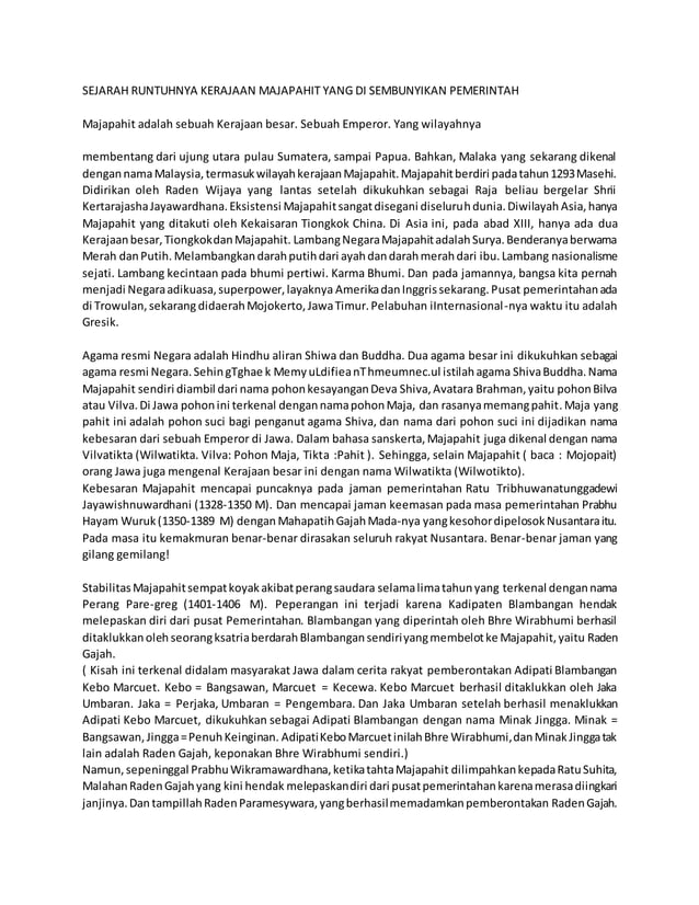 Runtuhnya kerajaan majapahit yang di sembunyikan pemerintah | DOCX